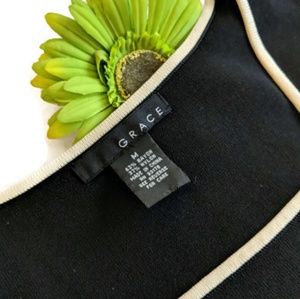 Grace | Tops | Grace Black Tank With Cream Trim Szm 355 | Poshmark